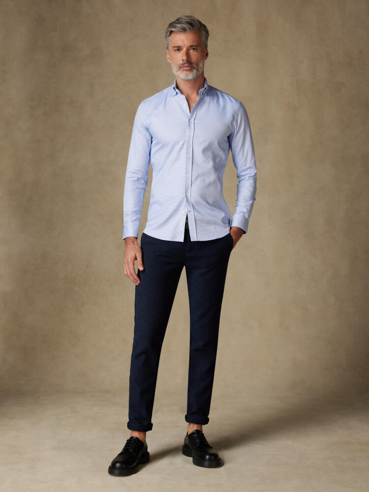 Nelson slim fit shirt in blue twill - Button down collar | Café Coton