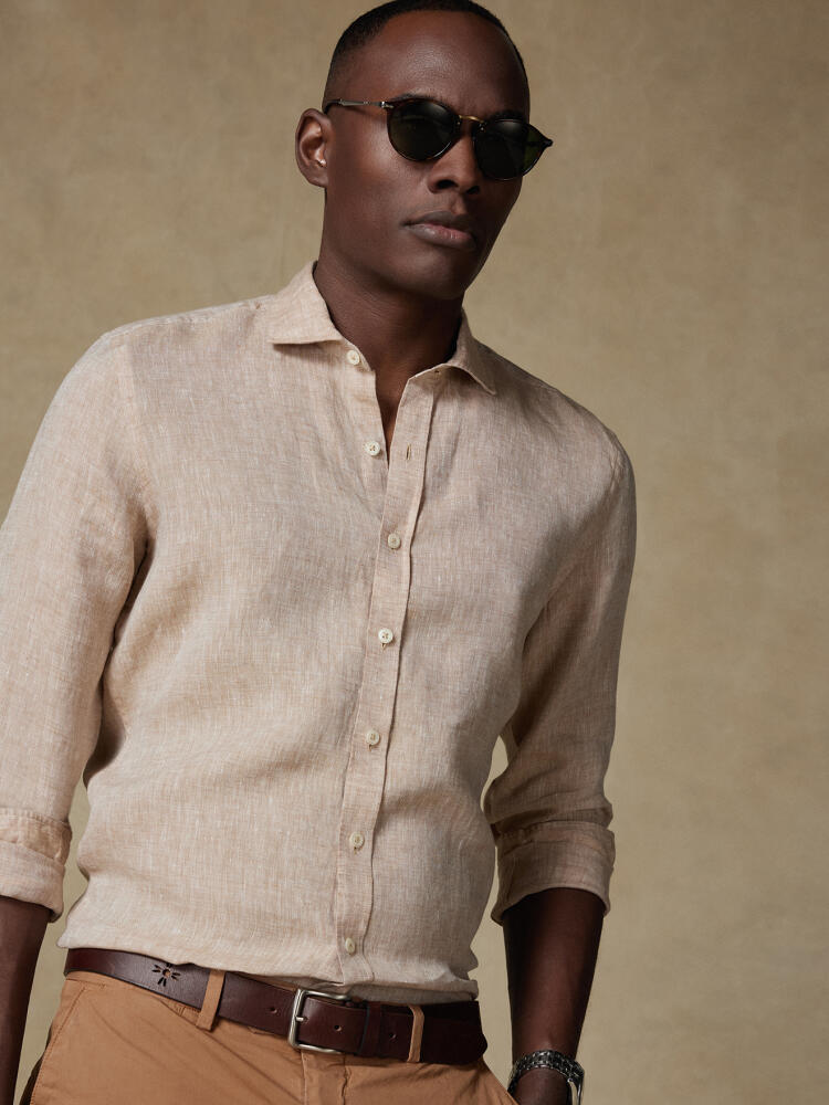 Chemise cintrée Olaf en lin havane - NATUREL - Lin - Monsieur | Café Coton