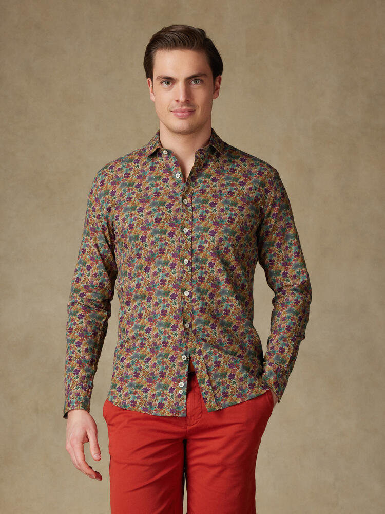 Chemise cintrée Stuart en lin à motif floral | Café Coton