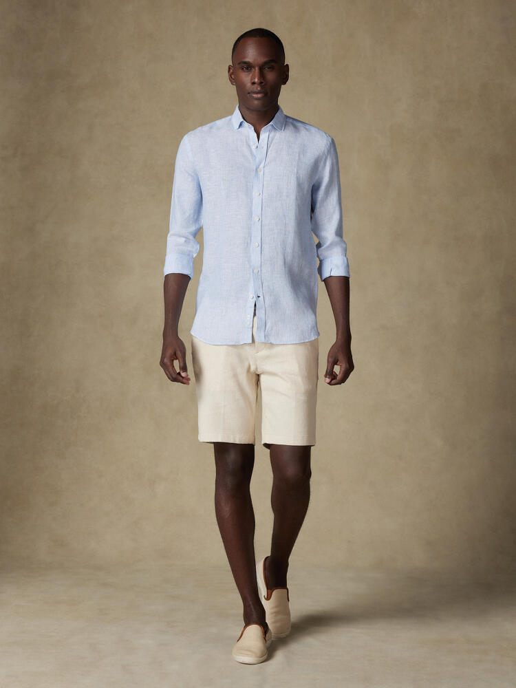 Chemise Ted en lin à rayures ciel | Café Coton