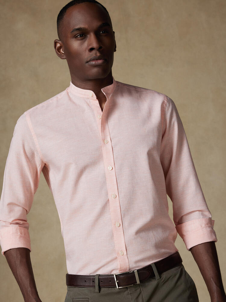 Chemise col mao Wayne en lin orange - Orange - Lin - Monsieur | Café Coton