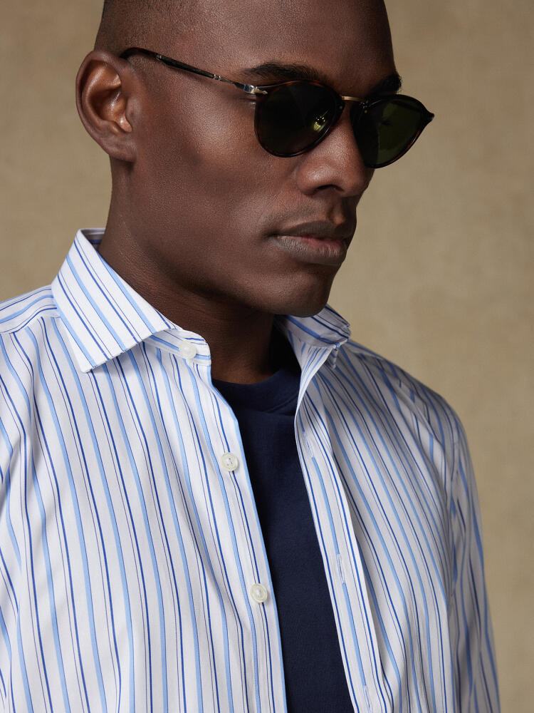 Chemise Brent à rayures ciel - Ciel - Popeline - Monsieur | Café Coton