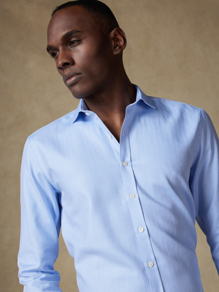 Chemise Howson en chevron ciel - Ciel - Chevron - Monsieur | Café Coton