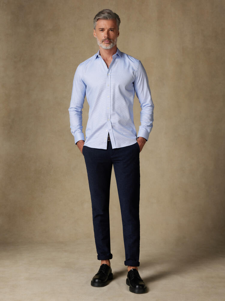 Nelson slim fit shirt in blue twill - Short Collar | Café Coton