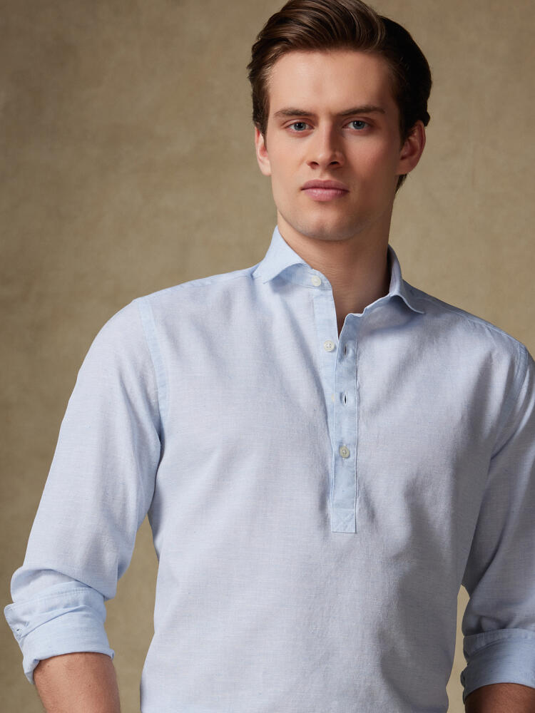 Chemise Polo Wayne en lin ciel - Ciel - Lin - Monsieur | Café Coton
