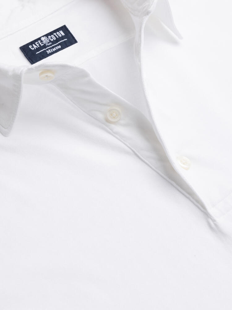 Polo Bred manches longues en jersey blanc | Café Coton