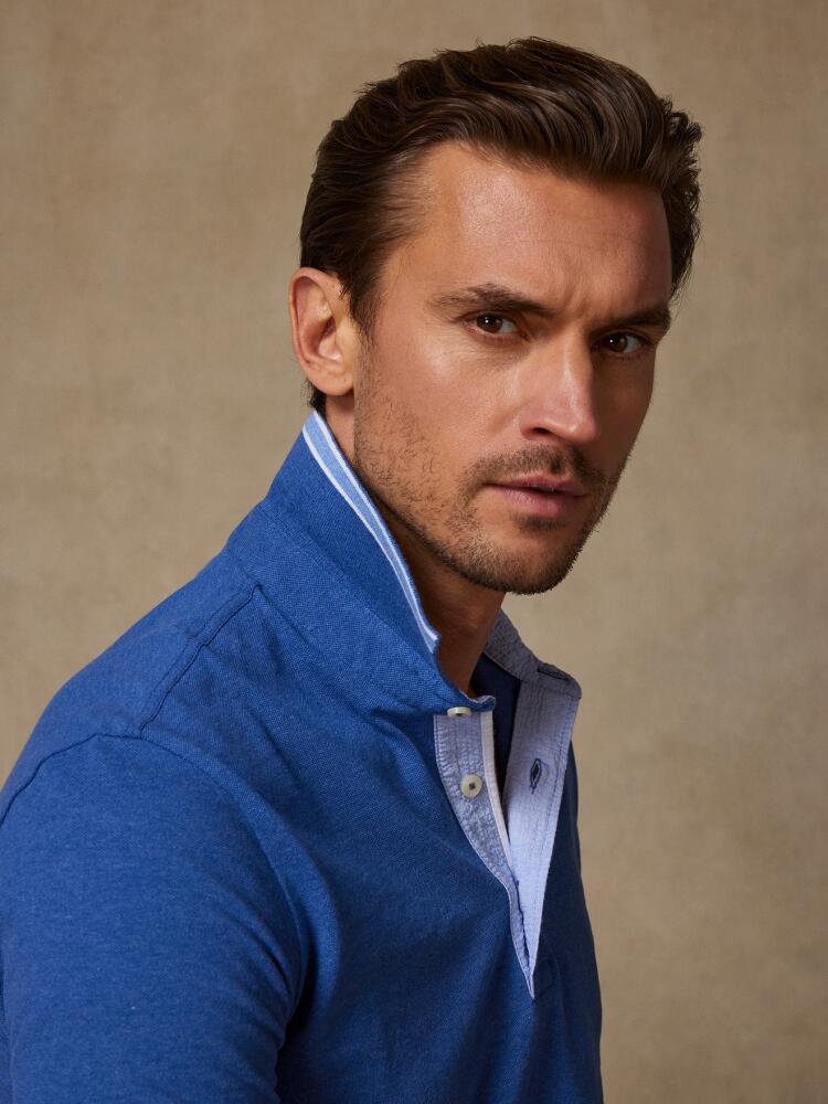 Steve polo in blue pique - Café Coton